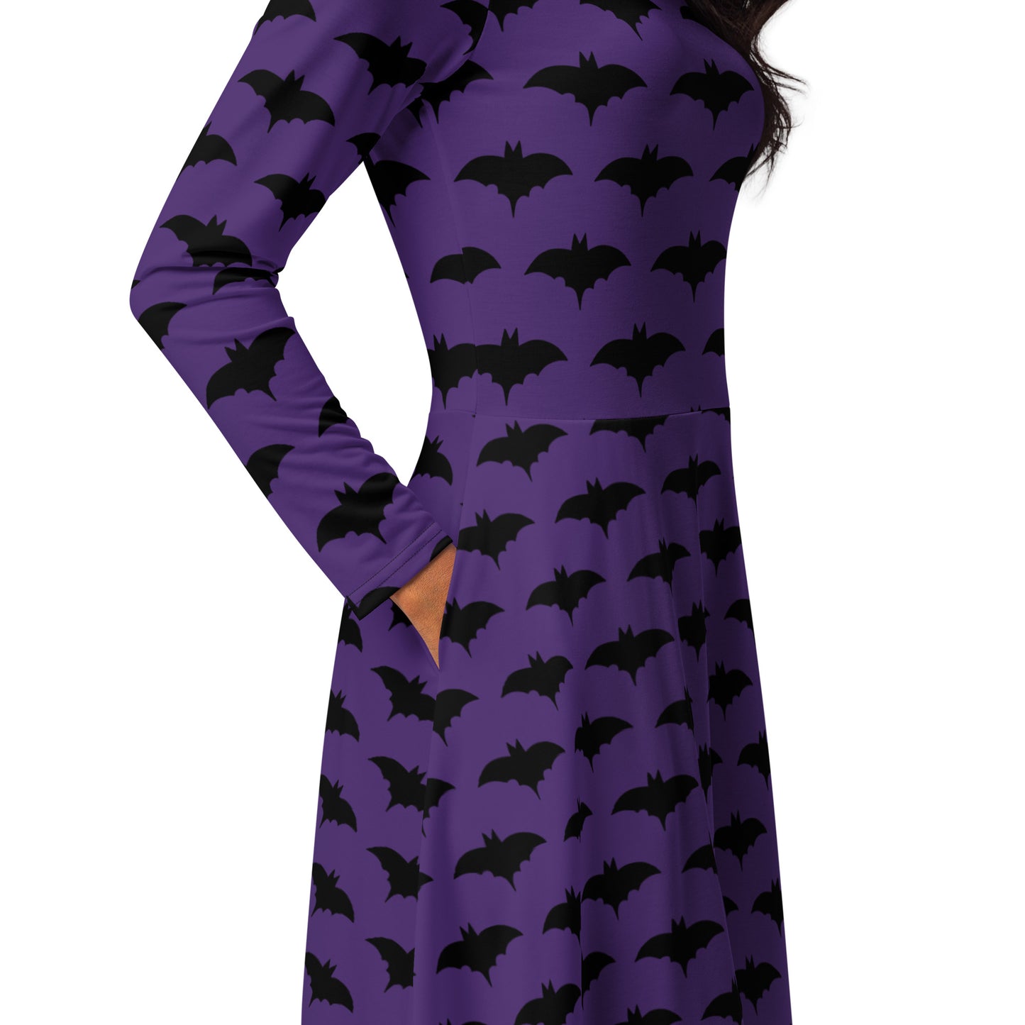 PURPLE BAT LONG SLEEVE MIDI DRESS – SCAMP+TRAMP