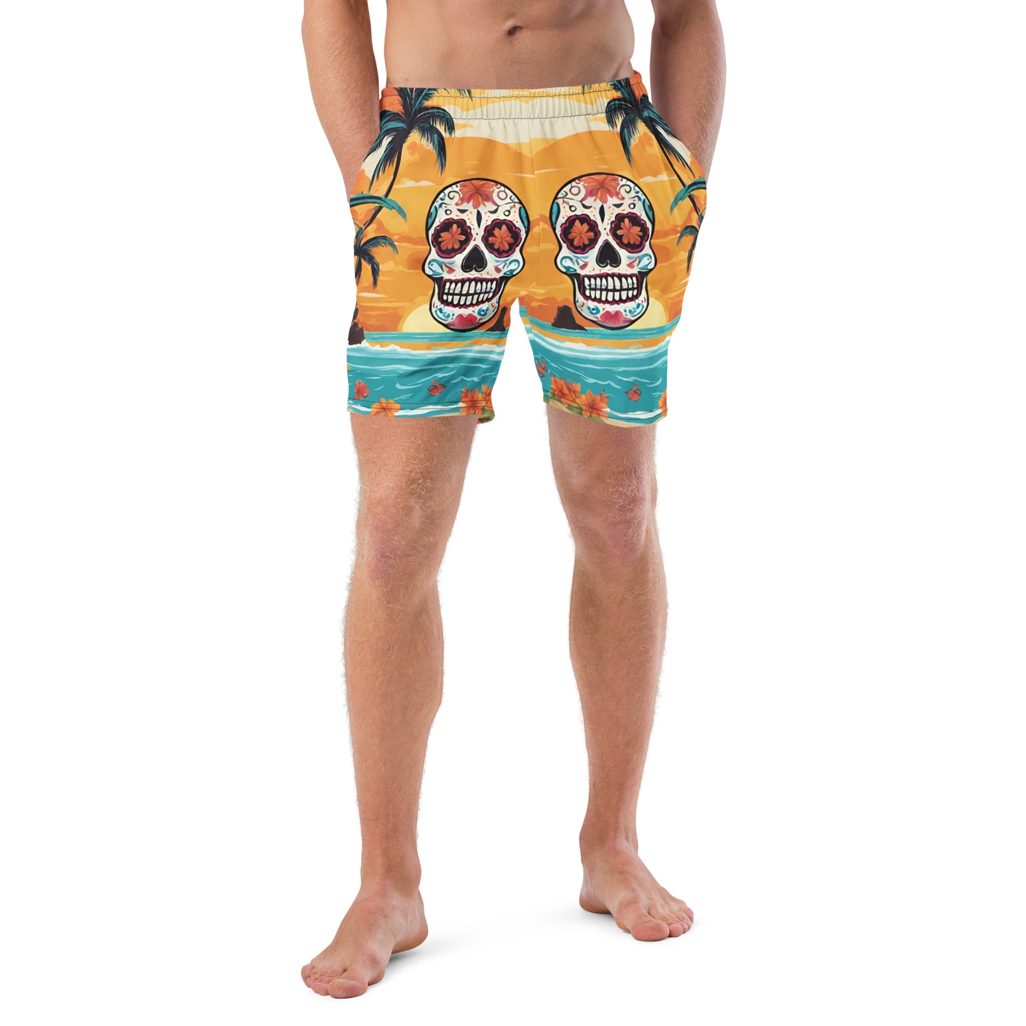 SUGAR SKULL SUNSET SWIM TRUNKS – SCAMP+TRAMP