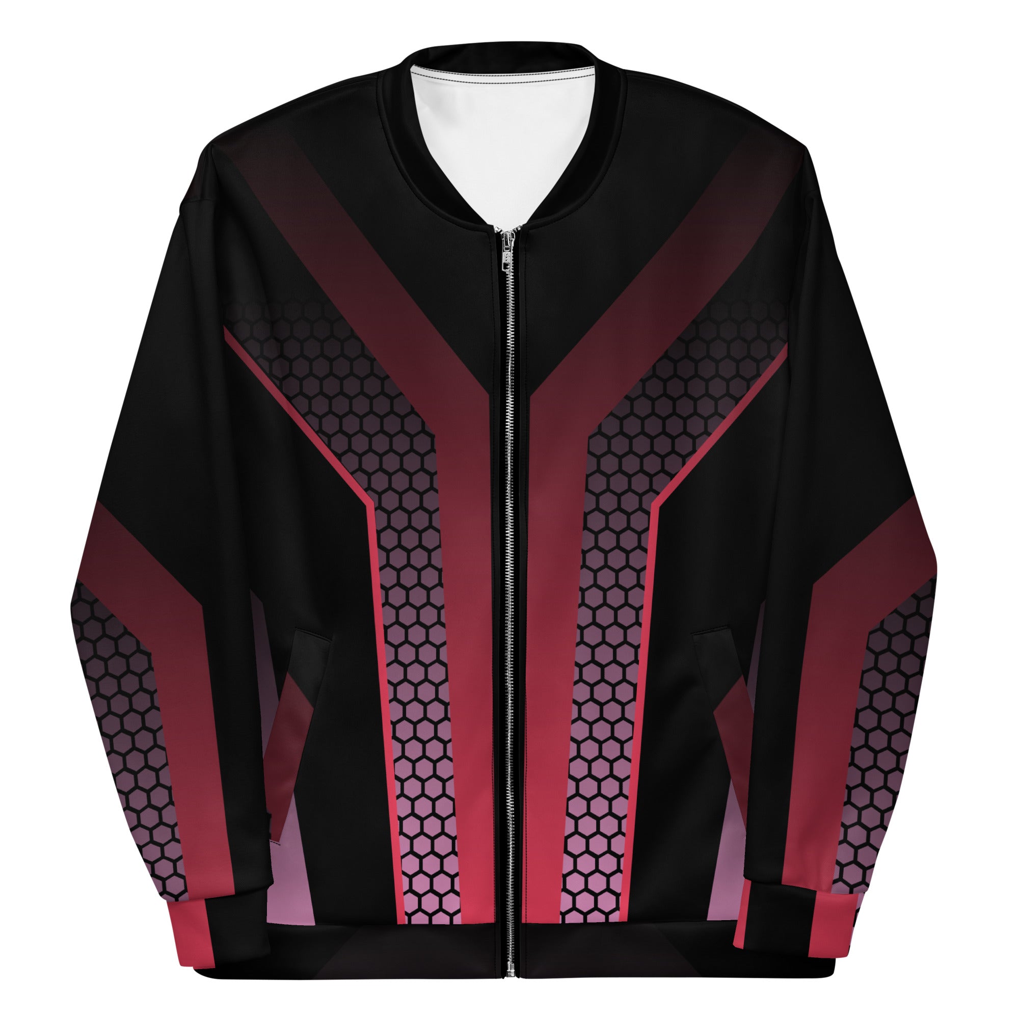 BLACK & PINK RACER UNISEX BOMBER JACKET – SCAMP+TRAMP