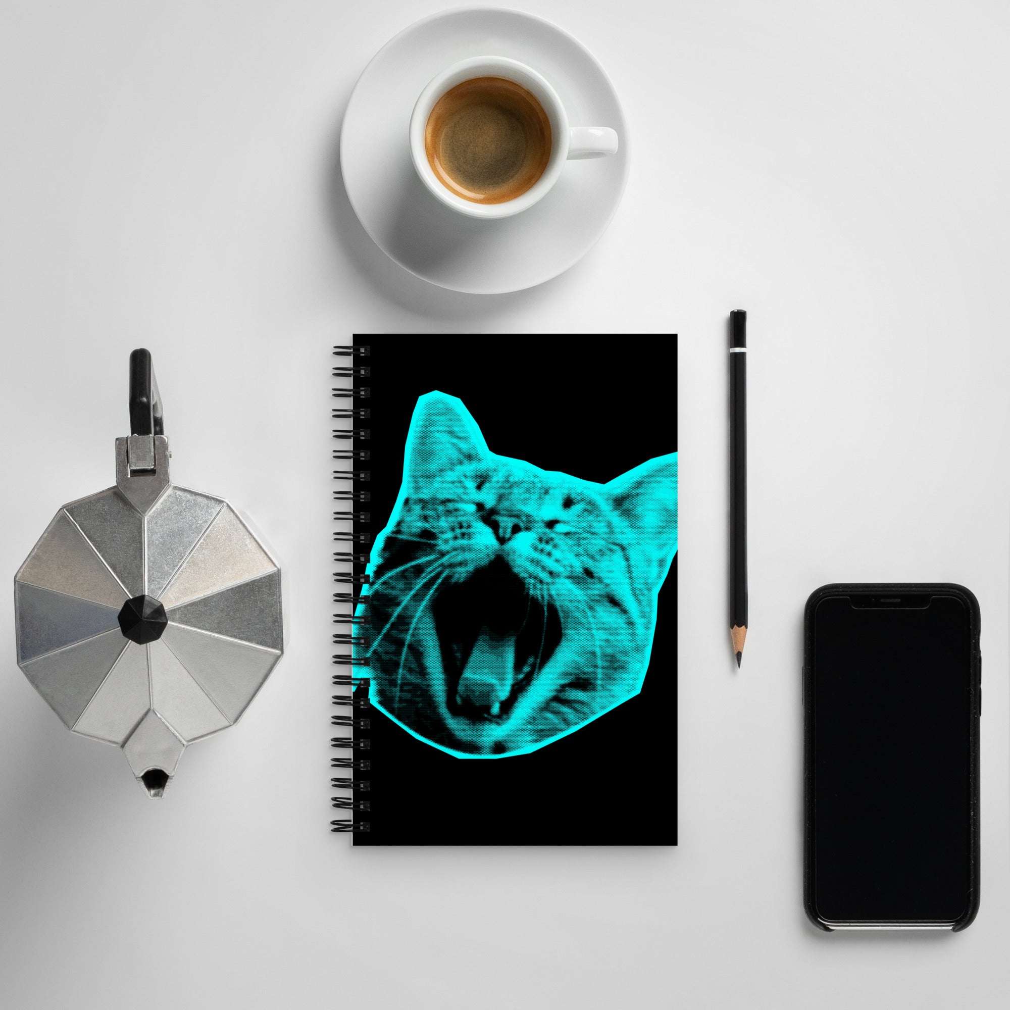 ELECTRIC BLUE CAT SPIRAL NOTEBOOK – SCAMP+TRAMP